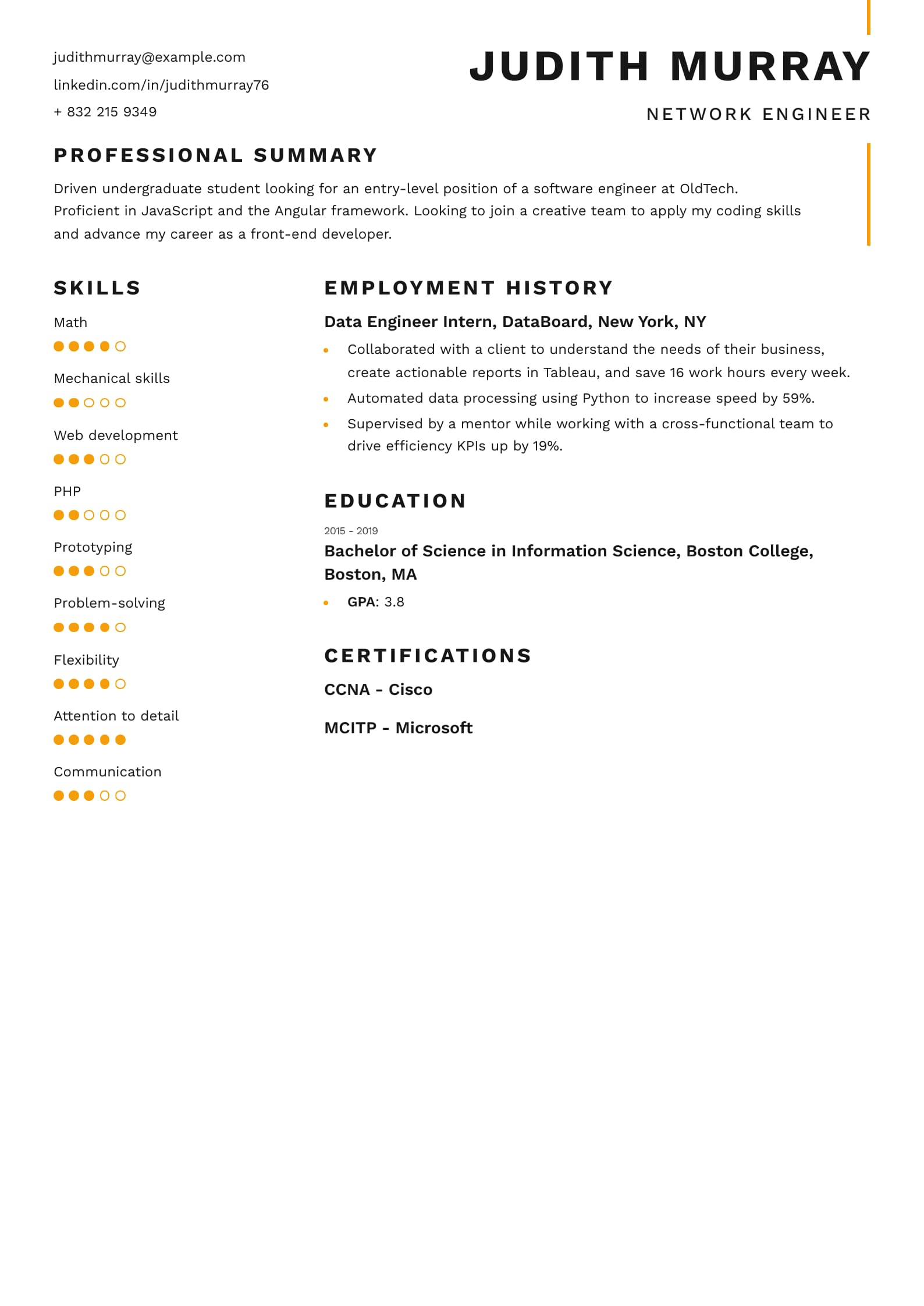 Free Engineering Resume Examples